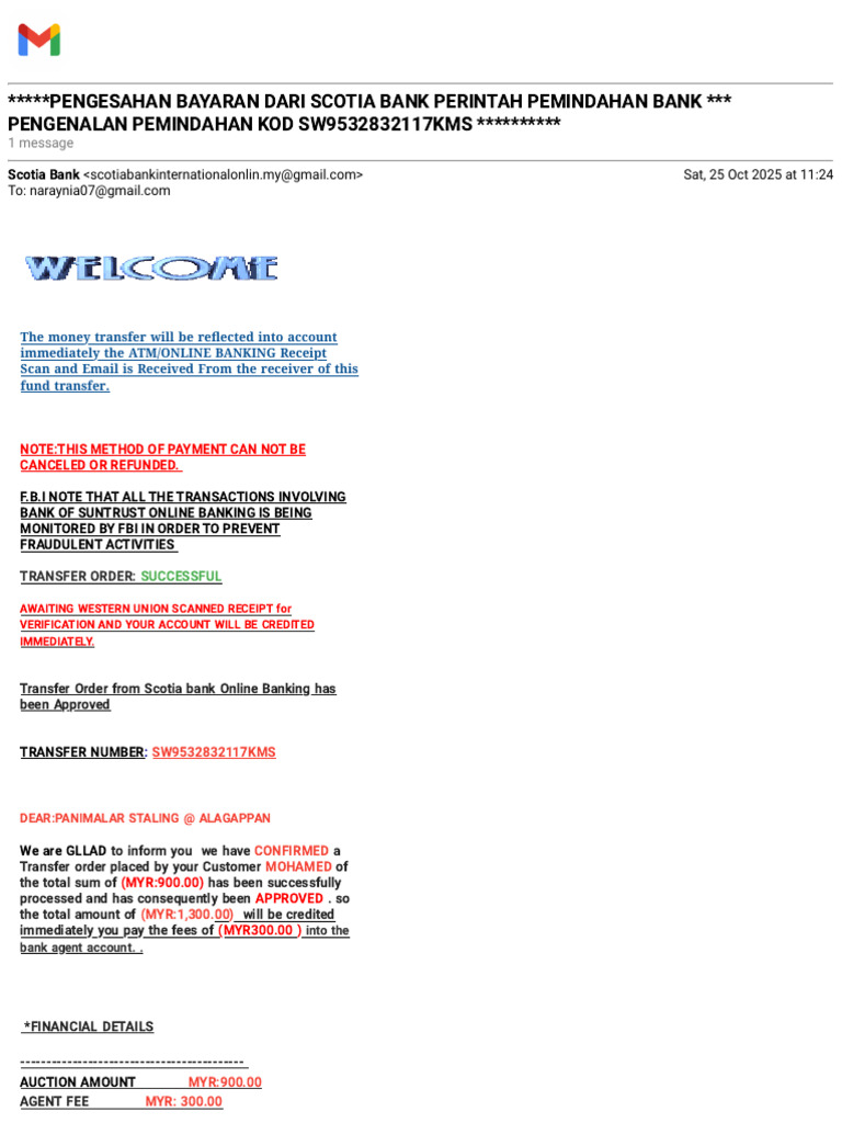 Scotia Bank Transfer Confirmation Notice | PDF | Banks | Receipt