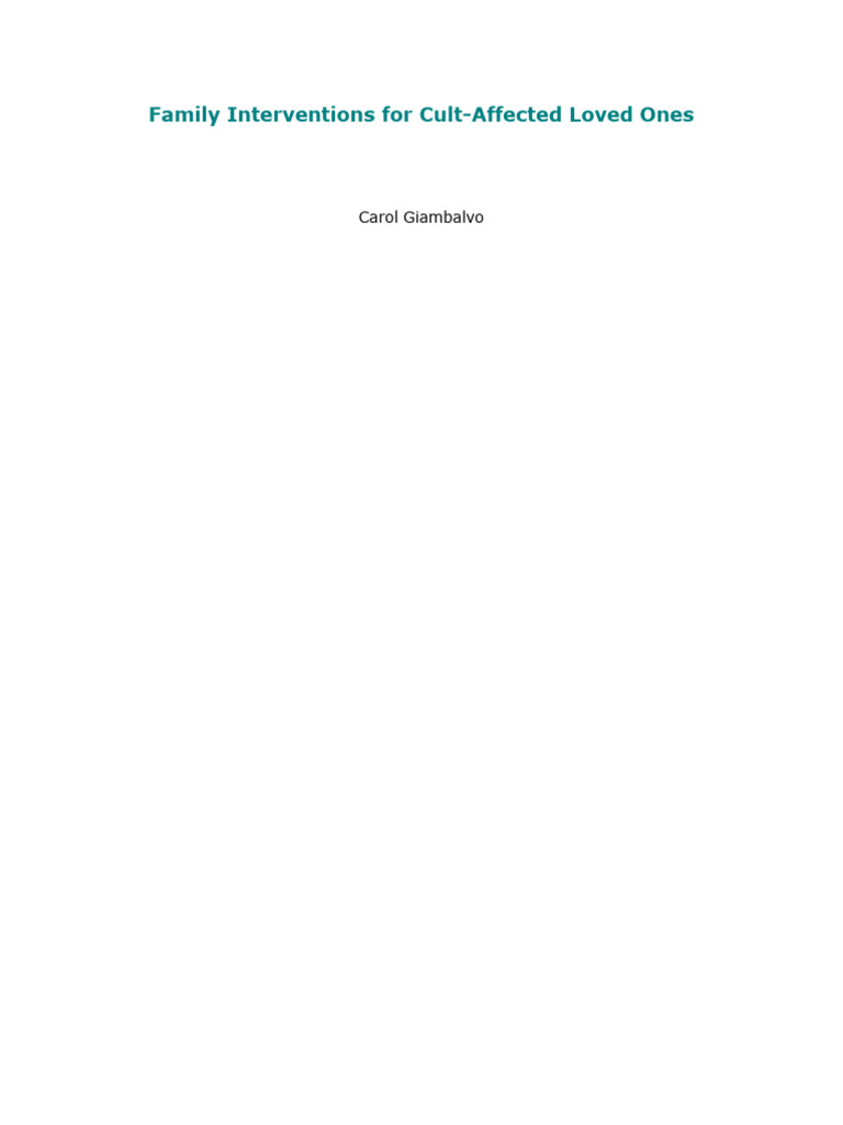 Family Interventions for Cult Recovery | PDF | Psychological Concepts ...