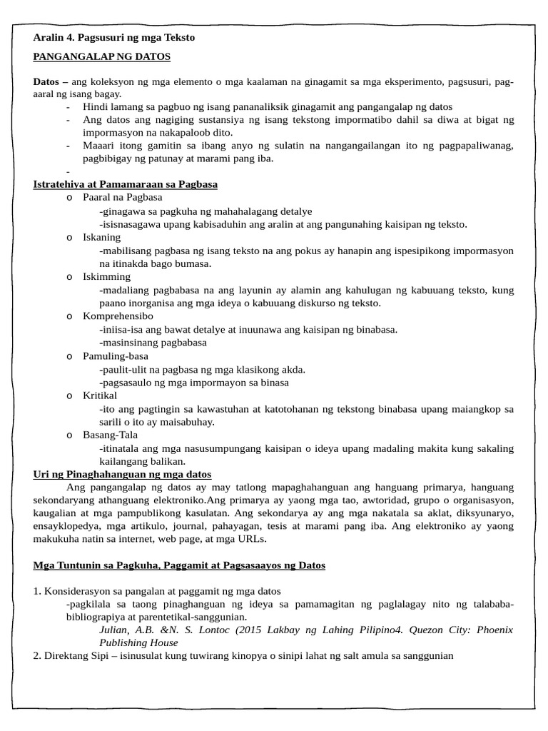 Aralin - 4 - Pangangalap NG Datos | PDF