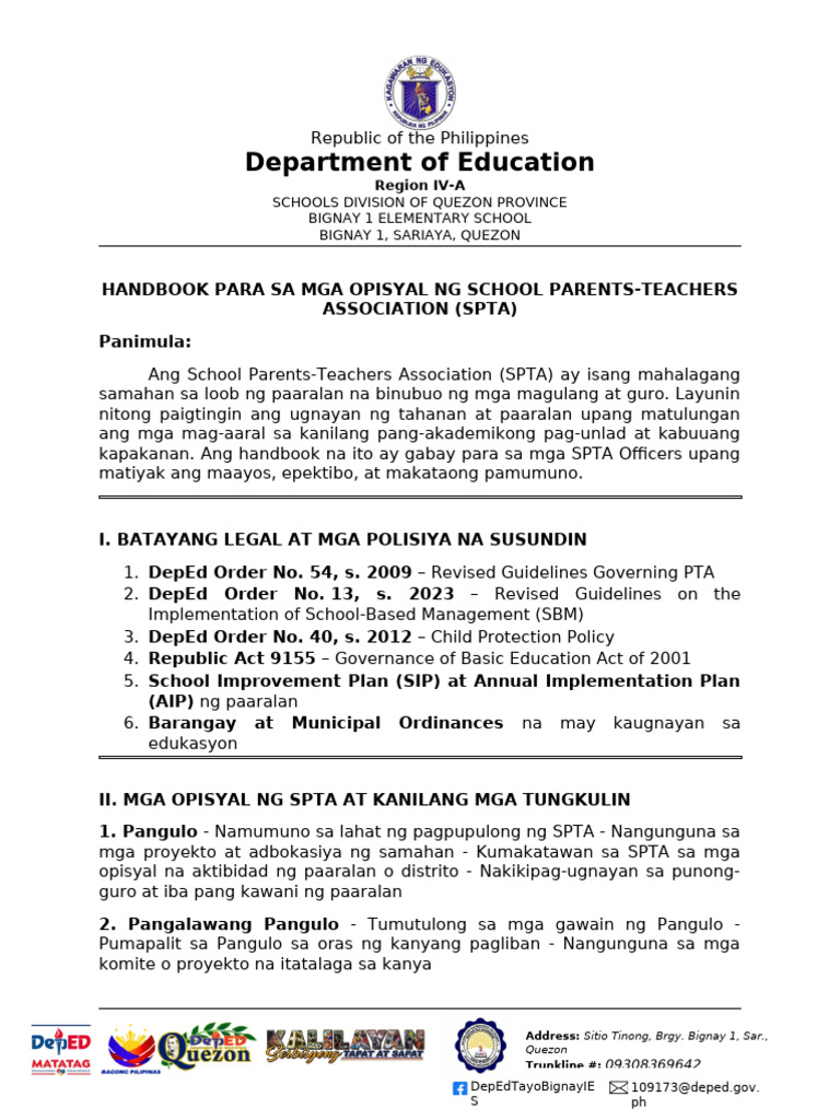 Spta Officers Handbook | PDF