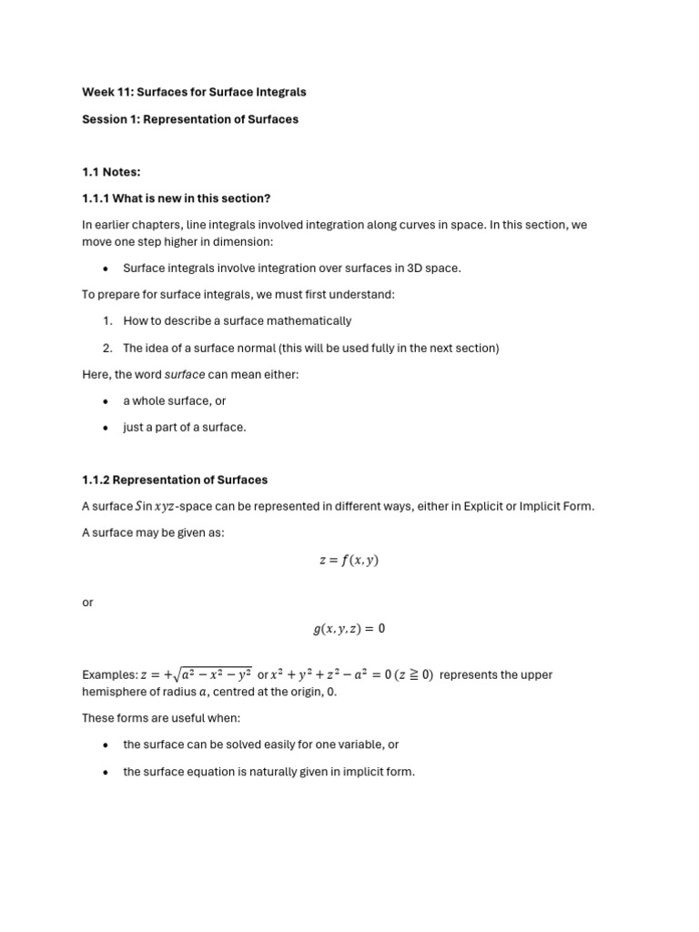 Understanding Surface Integrals and Representation | PDF | Geometric ...
