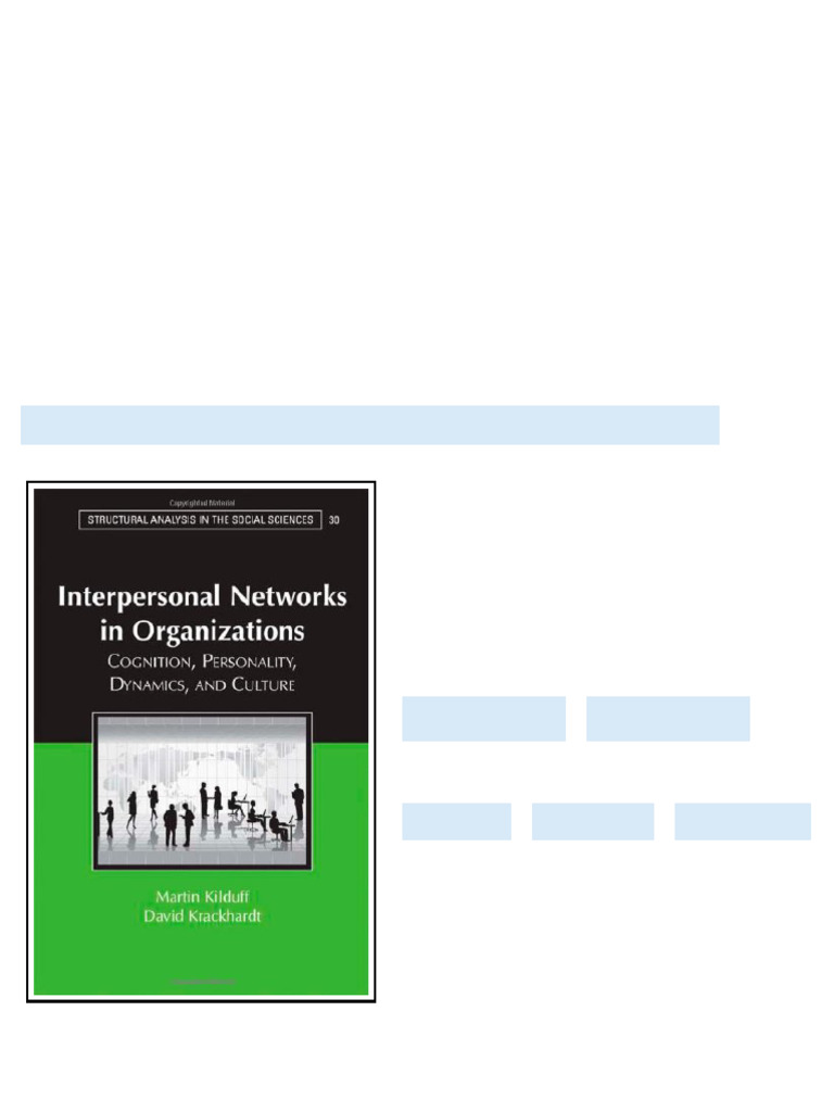 (Ebook) Interpersonal Networks in Organizations: Cognition, Personality ...