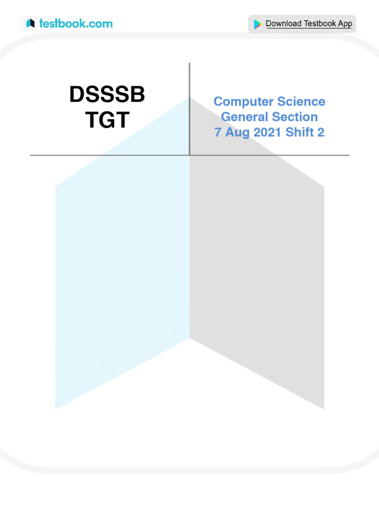 DSSSB TGT Computer Science General Section - 7 Aug 2021 Shift 2 (Hindi ...