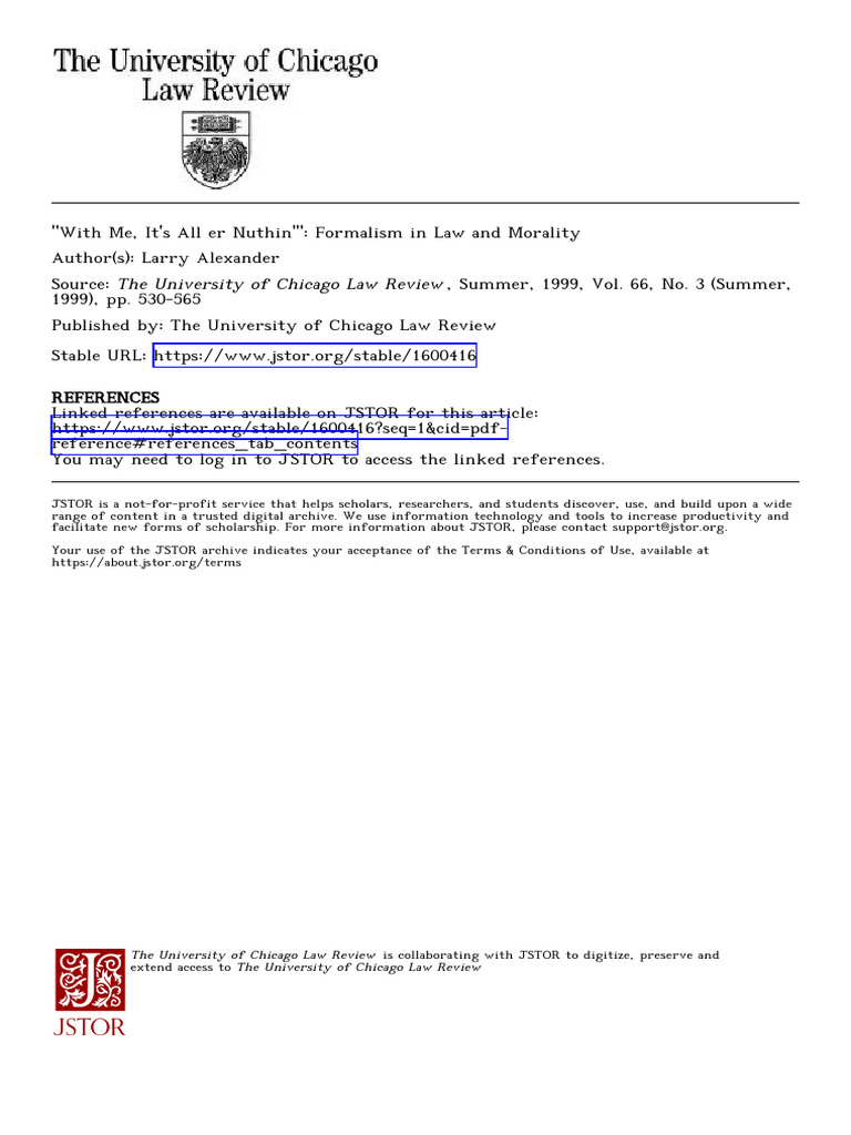 Formalism in Law vs. Morality Explained | PDF