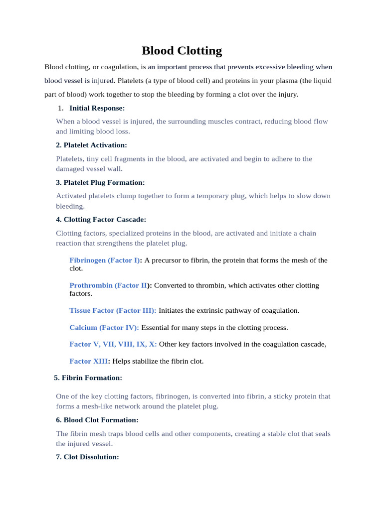 Blood Clotting Process Explained | PDF
