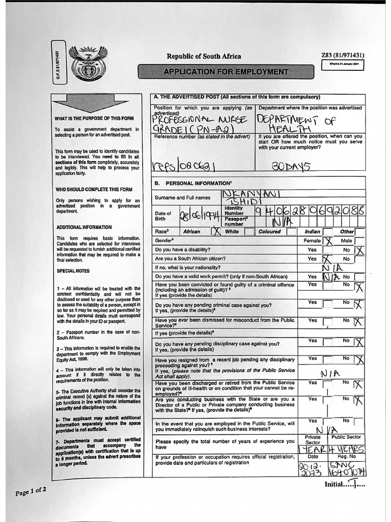 Z83 form | PDF