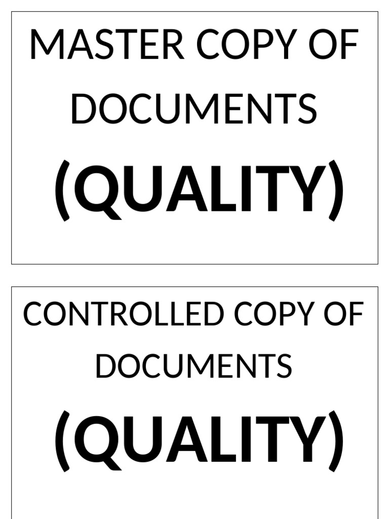 Quality Control Document Master Copies | PDF