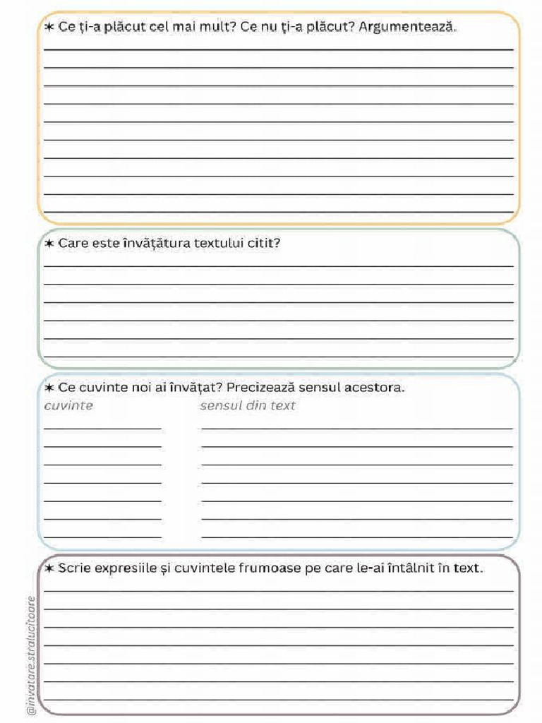 Fisa de Lectura Clasa 3 | PDF