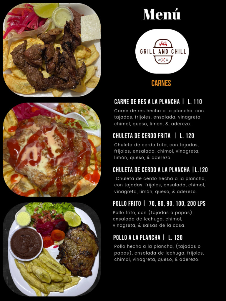 Menú de restaurante hondureño | PDF | ensalada | Parilla