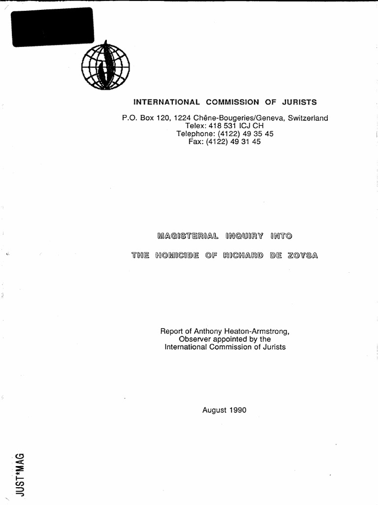 Sri Lanka Homicide of Richard de Zoysa Fact Finding Mission Report 1990 ...