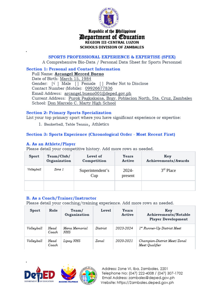 Sports Professional Experience | PDF | Referee | Sports