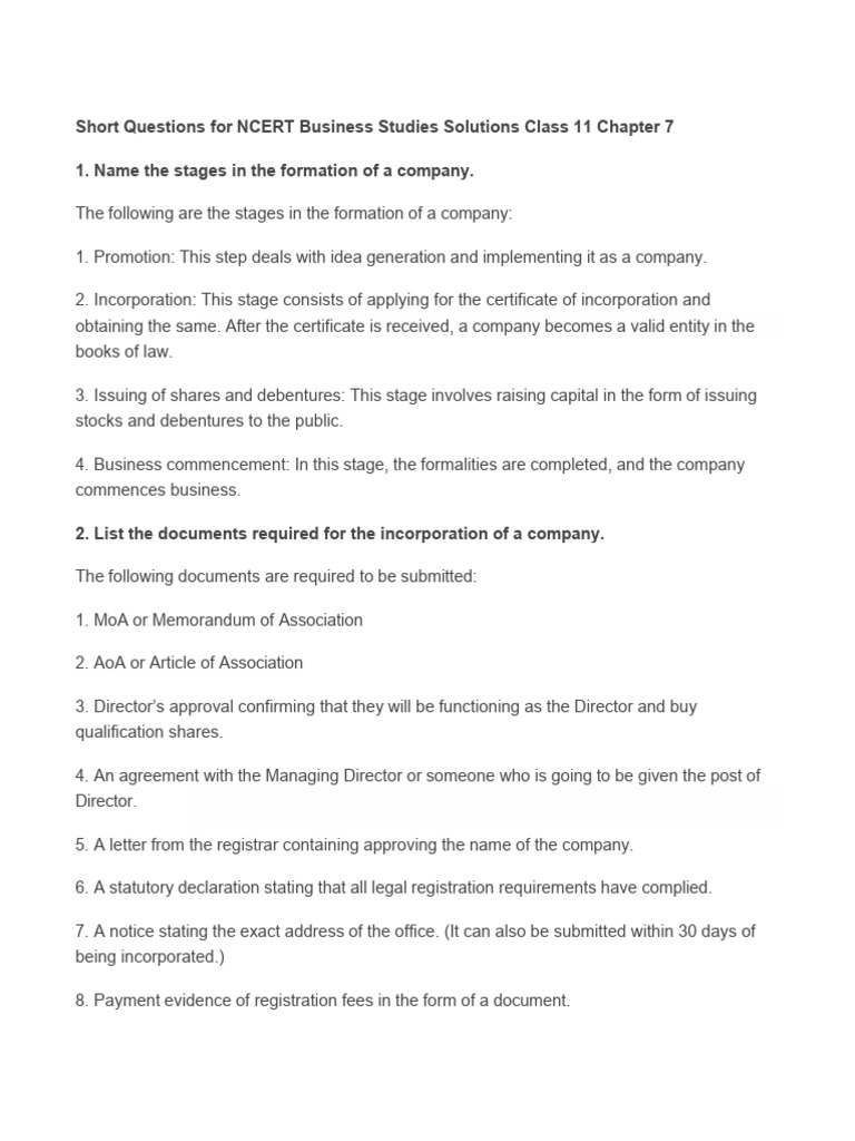 Chapter 7 Formation of a Company Copy | PDF | Articles Of Association ...