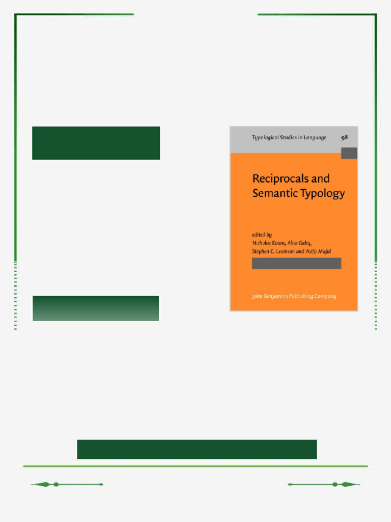Reciprocals and Semantic Typology 1st Edition Nicholas Evans (Ed ...