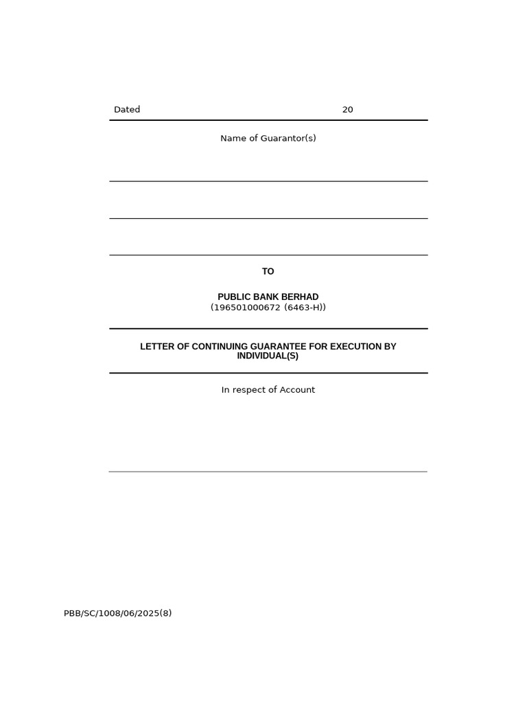 Individual Letter of Guarantee Template | PDF | Guarantee | Assignment ...