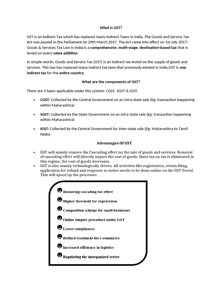 Understanding GST: Key Components & Benefits | PDF