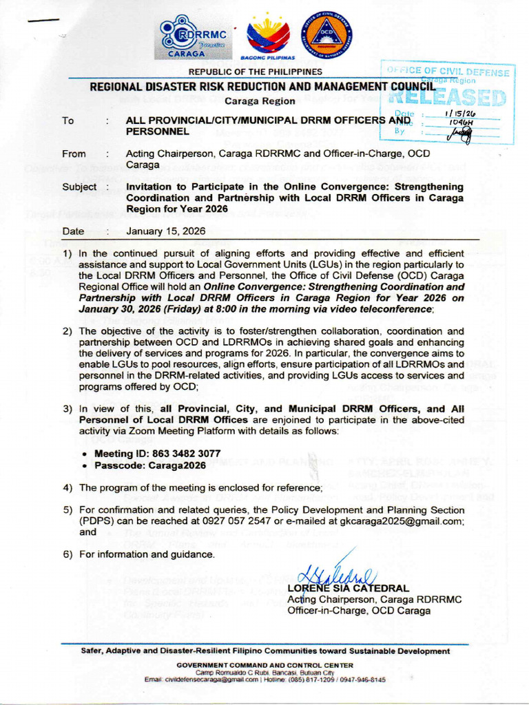 Invitation Letter To LGUs For Online Convergence 2026 | PDF