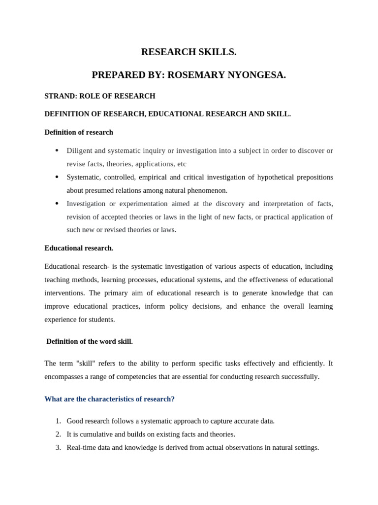 Essential Research Skills Overview | PDF | Quantitative Research ...