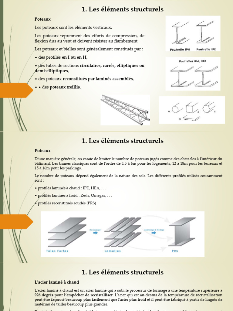 Éléments structurels en acier : types et avantages | PDF | Laminage | Béton