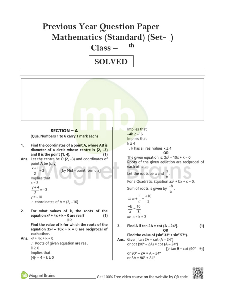 CBSE Class 10 Maths Solved Paper 2019 | PDF | Equations | Algebra