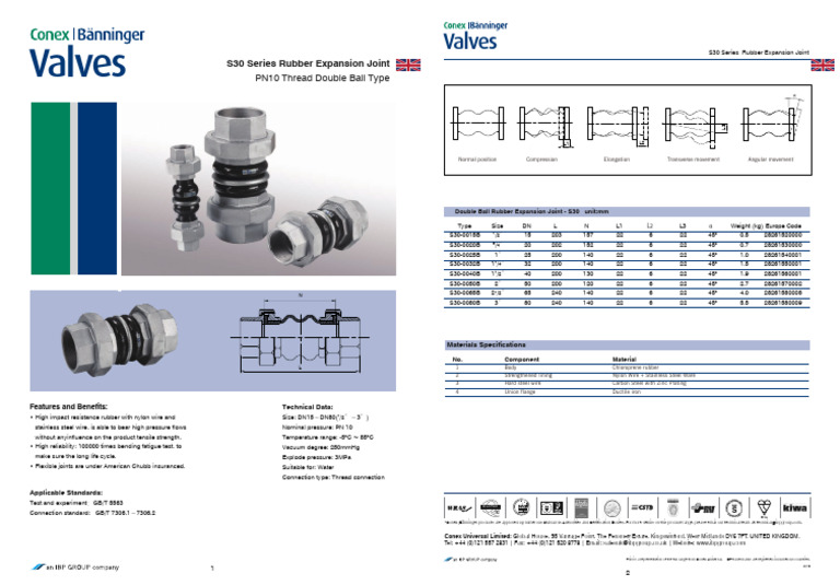 S30 Double Sphere Expansion Flexible Joint Screw End | PDF | Steel ...