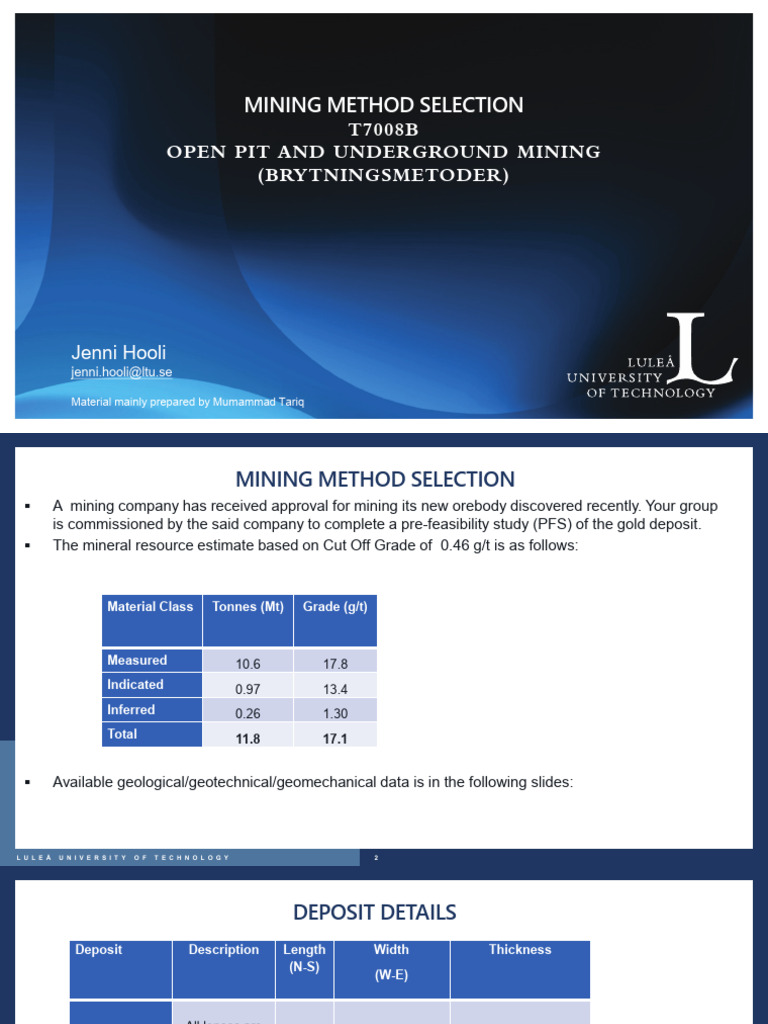 Mining Method Selection for Gold Deposit | PDF | Fault (Geology) | Mining