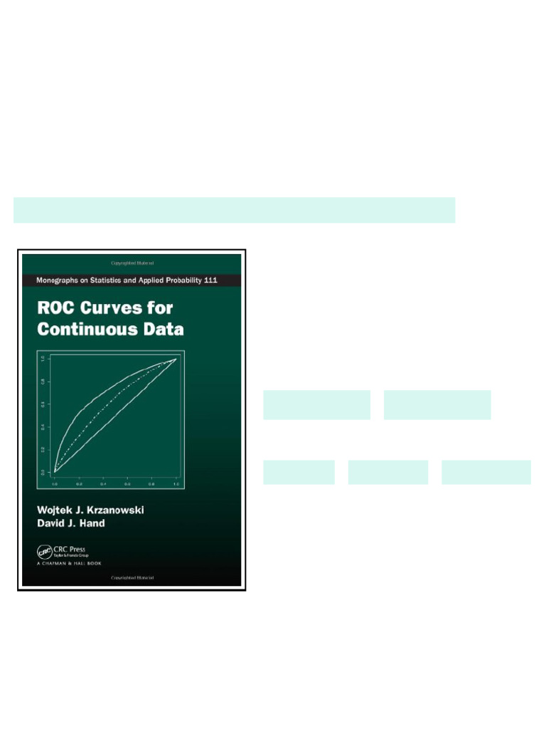 ROC Curves for Continuous Data 1st Edition Wojtek J. Krzanowski Ready ...