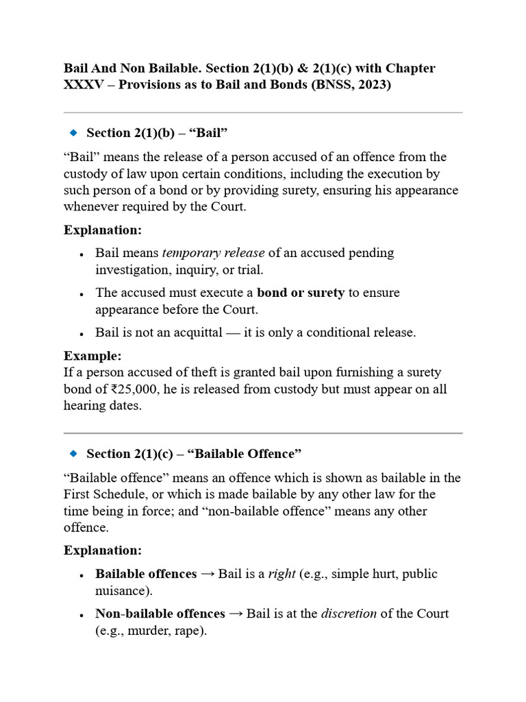 Bail And Non Bailable | PDF | Bail | Crime & Violence