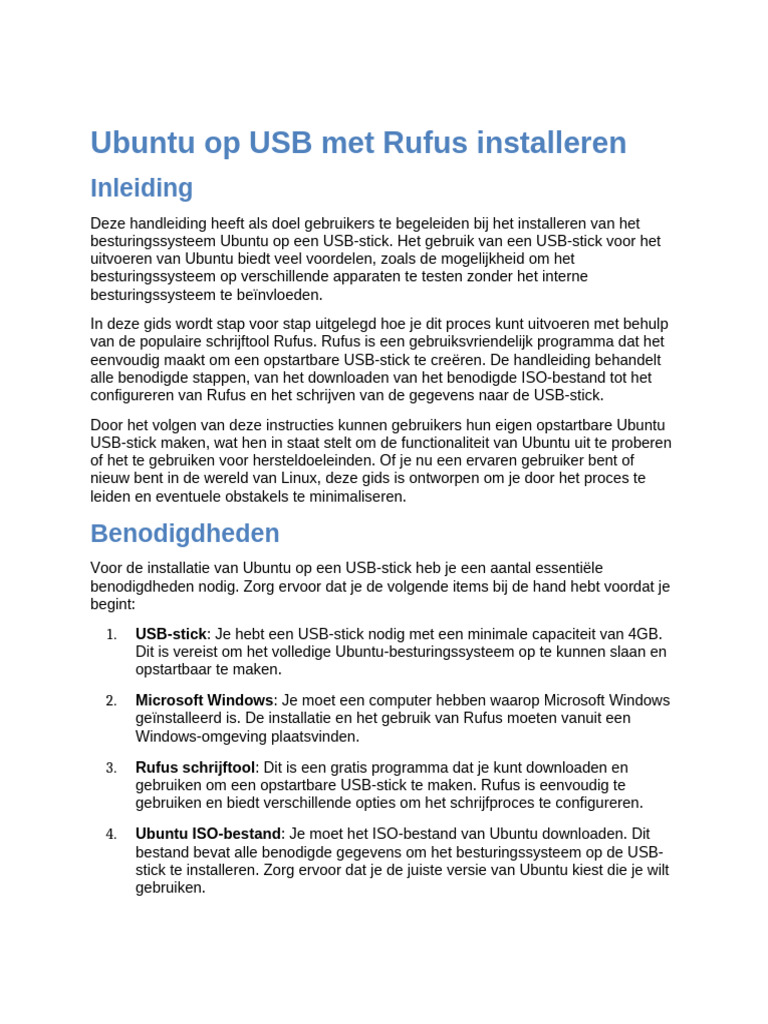 Ubuntu op USB met Rufus installeren | PDF