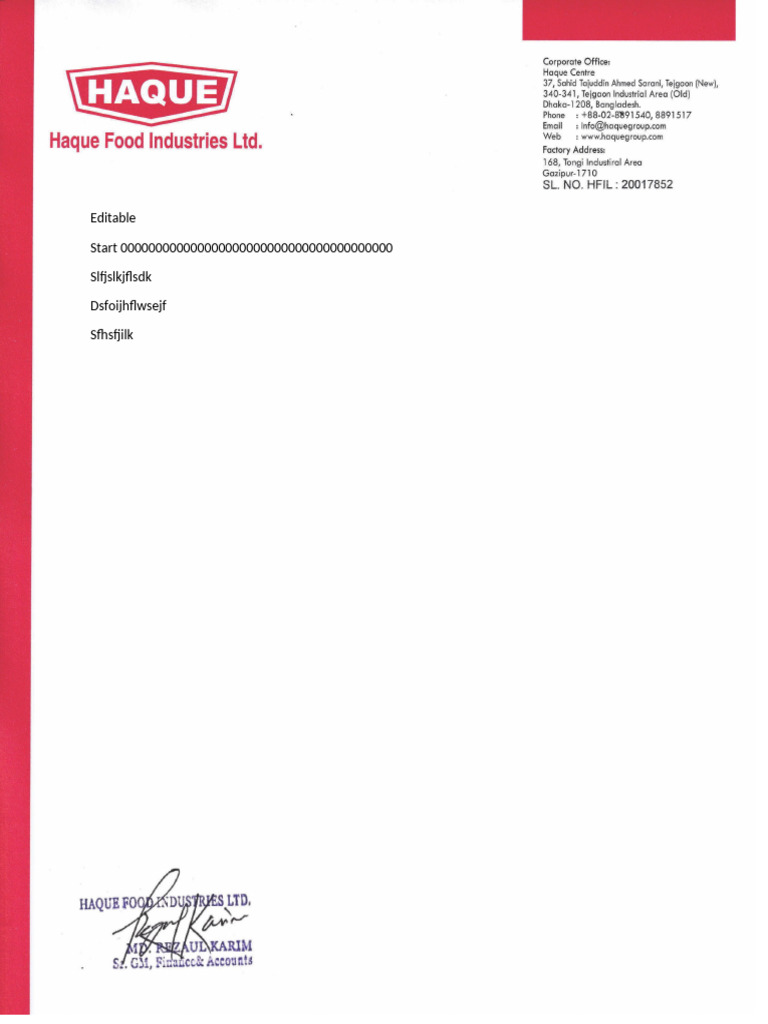 Haque Food Industries LTD Pad | PDF