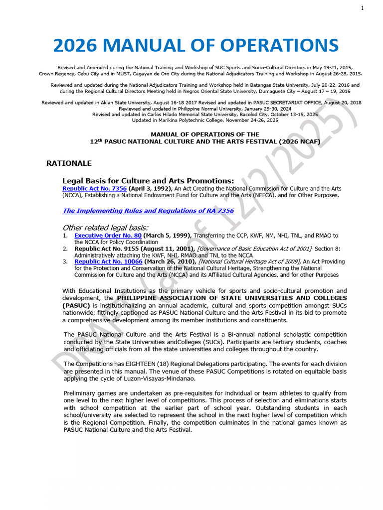 Final Draft 2026 Ncaf Manual of Operations 03december | PDF