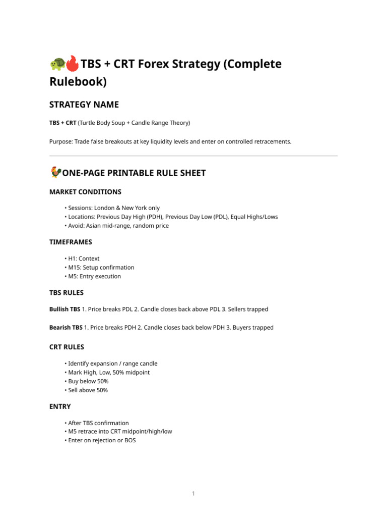 TBS + CRT Forex Trading Strategy Guide | PDF | Business | Financial ...