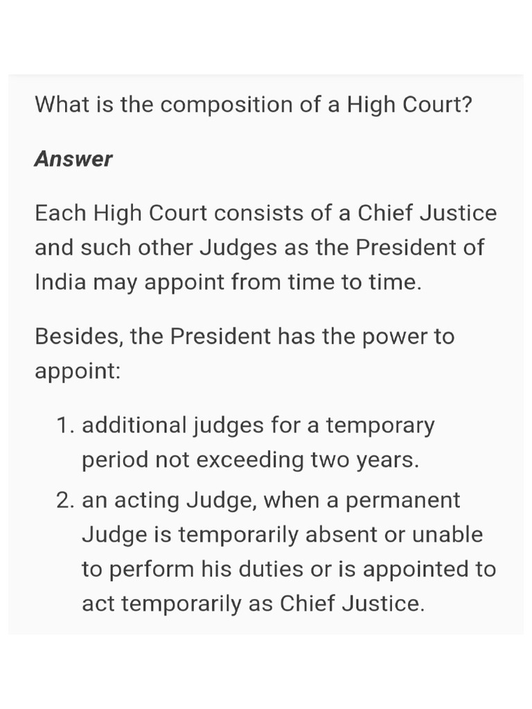 High Court & Subordinate Court _( Short Answers ) | PDF