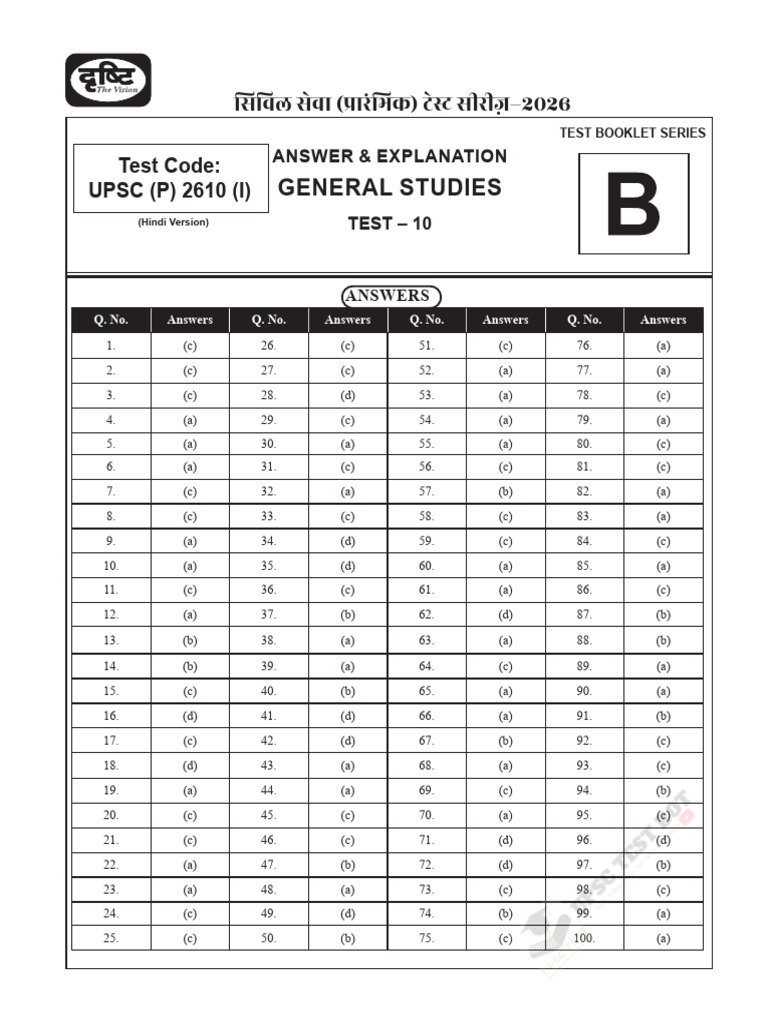 Dri$hti TEST - 10 GS 2026 - 3 | PDF