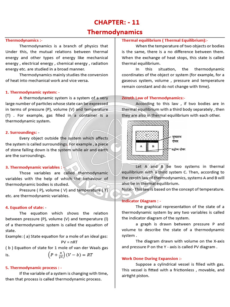11th Physics Chp 11 EM | PDF | Thermodynamics | Thermodynamic Equilibrium
