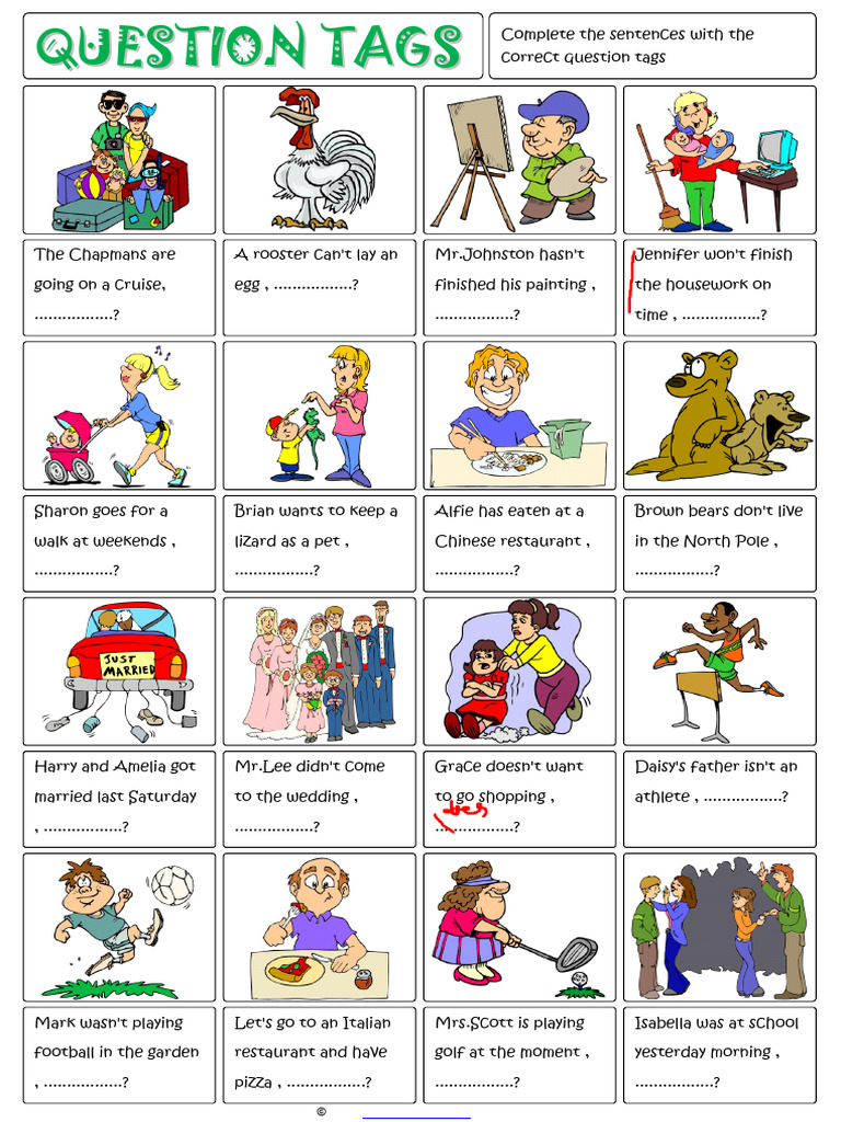 Question Tags Esl Grammar Exercises Worksheet | PDF