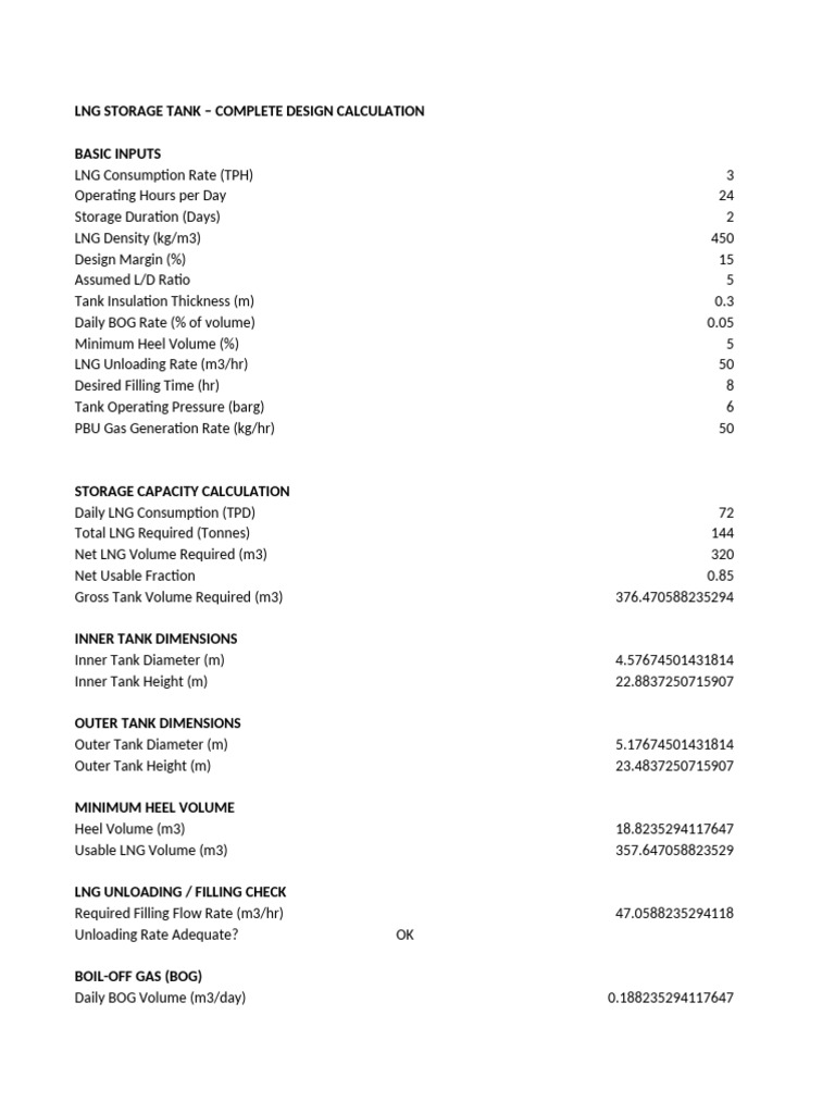 LNG Storage Tank Design Calculations | PDF