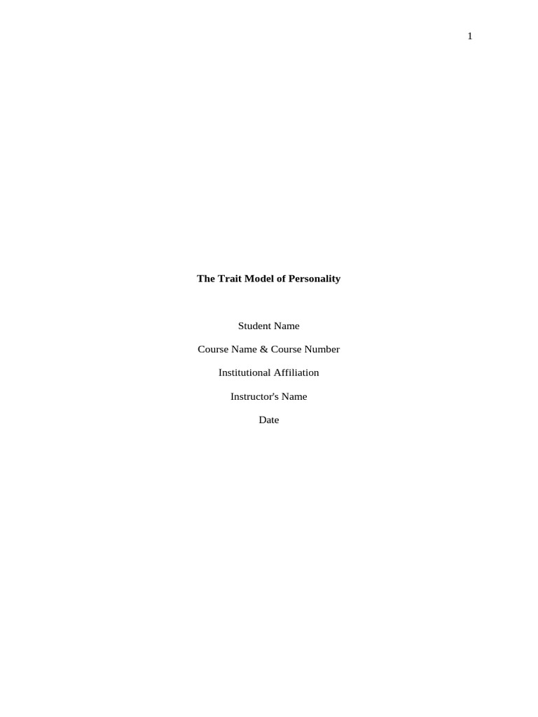 Understanding the Trait Model of Personality | PDF | Extraversion And ...