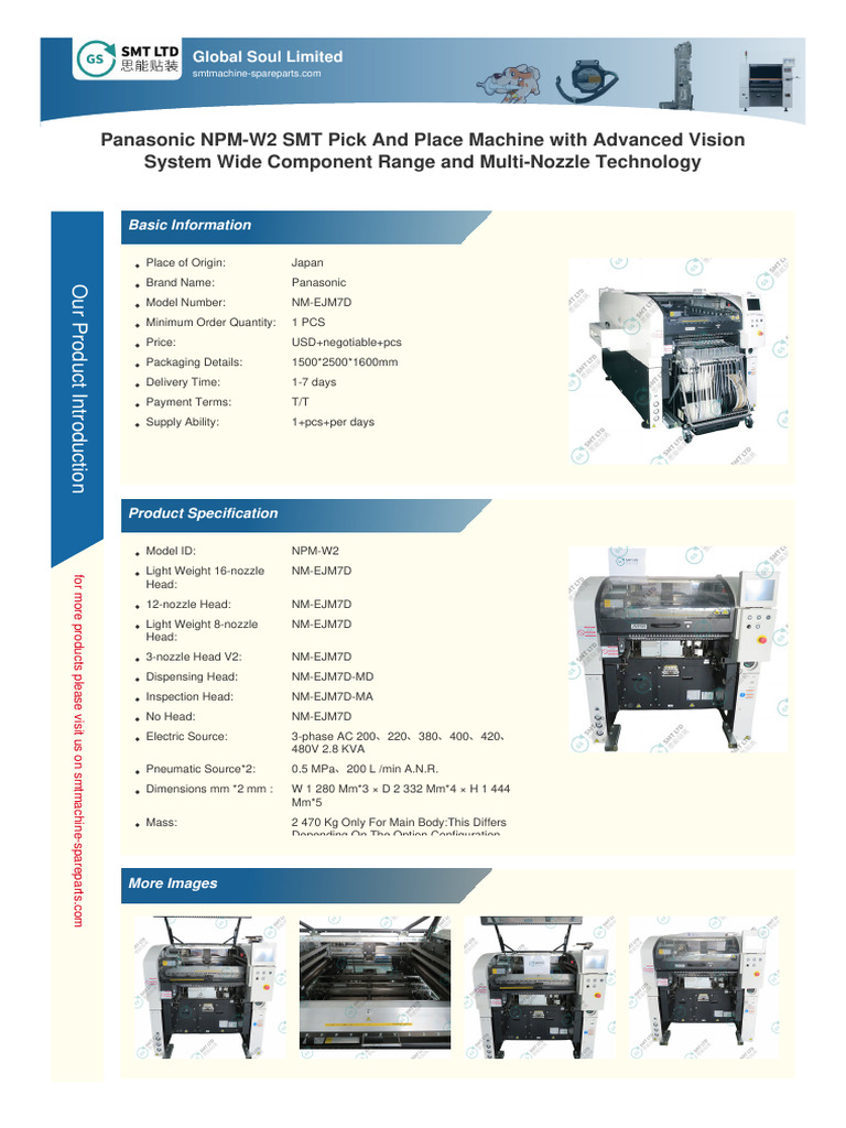 Panasonic NPM-W2 SMT Pick and Place Machine | PDF | Automation | Computing