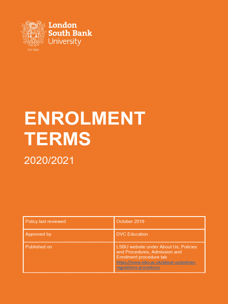 London Enrolment Terms 2020 2021 | PDF | Fee | Tuition Payments