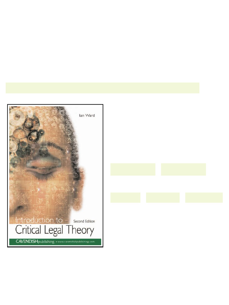 Introduction To Critical Legal Theory 2nd Edition Ian Ward ebook new ...