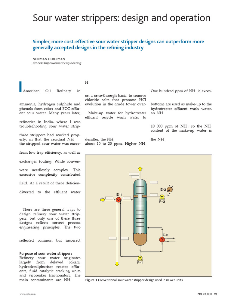 Sour Water Strippers Design and Operation - PTQ - Q2 2013 | PDF ...