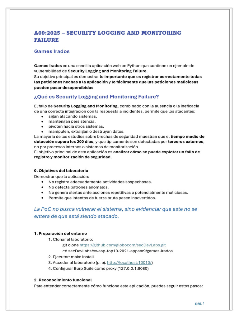 a09.2025 -Security Logging and Monitoring Failures | PDF | Contraseña | Guerra cibernética
