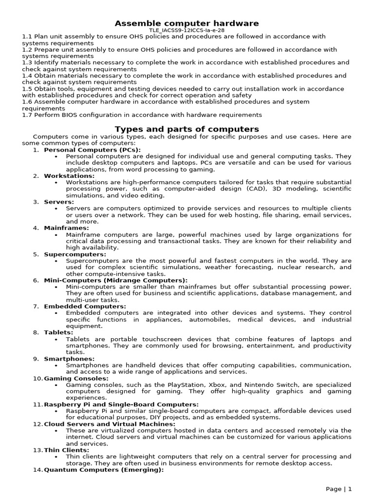 Computer Hardware Assembly Guide | PDF | Operating System | Process ...
