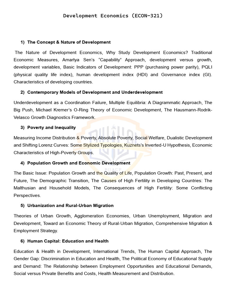 Development Economics(321) Watermarked | PDF
