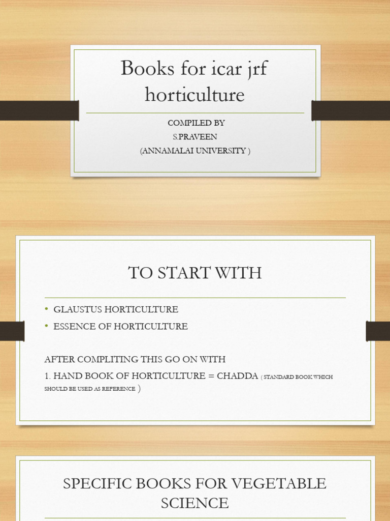 Essential Books for ICAR JRF Horticulture | PDF