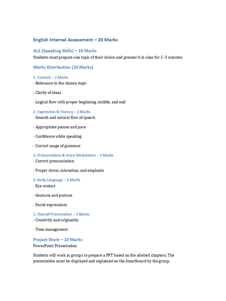 English Internal Assessment Guidelines | PDF