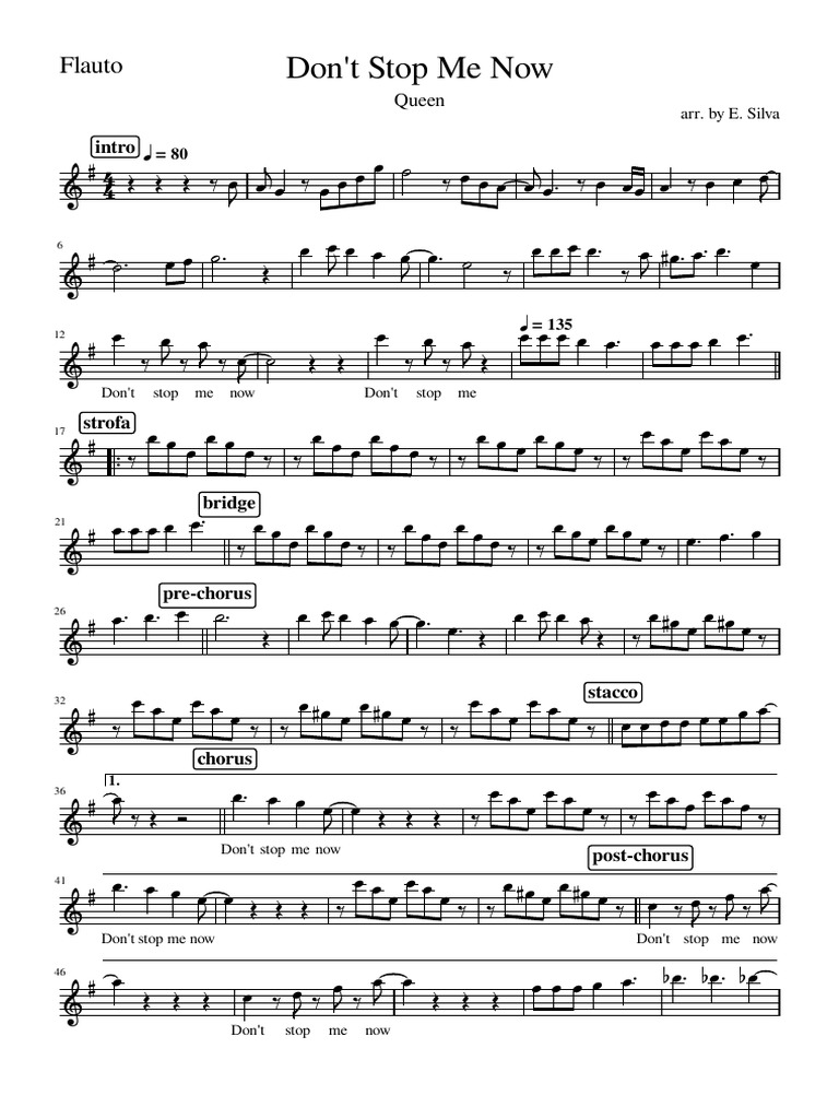 Don_t_stop_me_now-Flauto | PDF | Song Structure | Songs