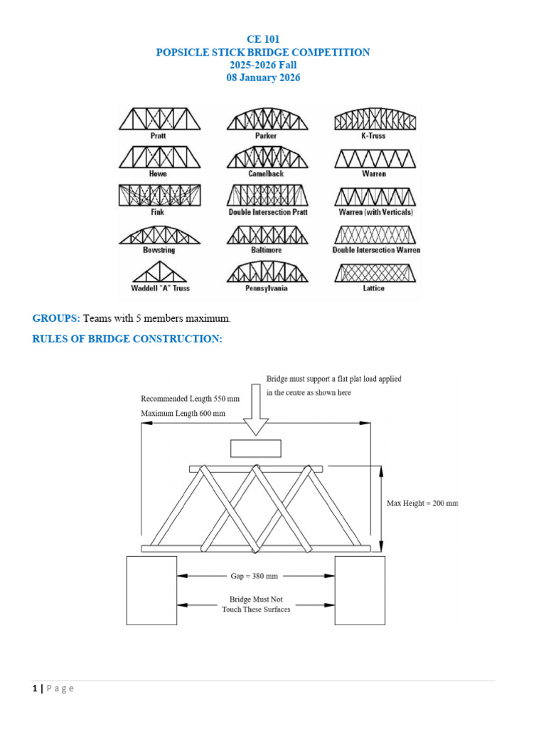 Popsicle Stick Bridge Competition Rules | PDF | Bridge