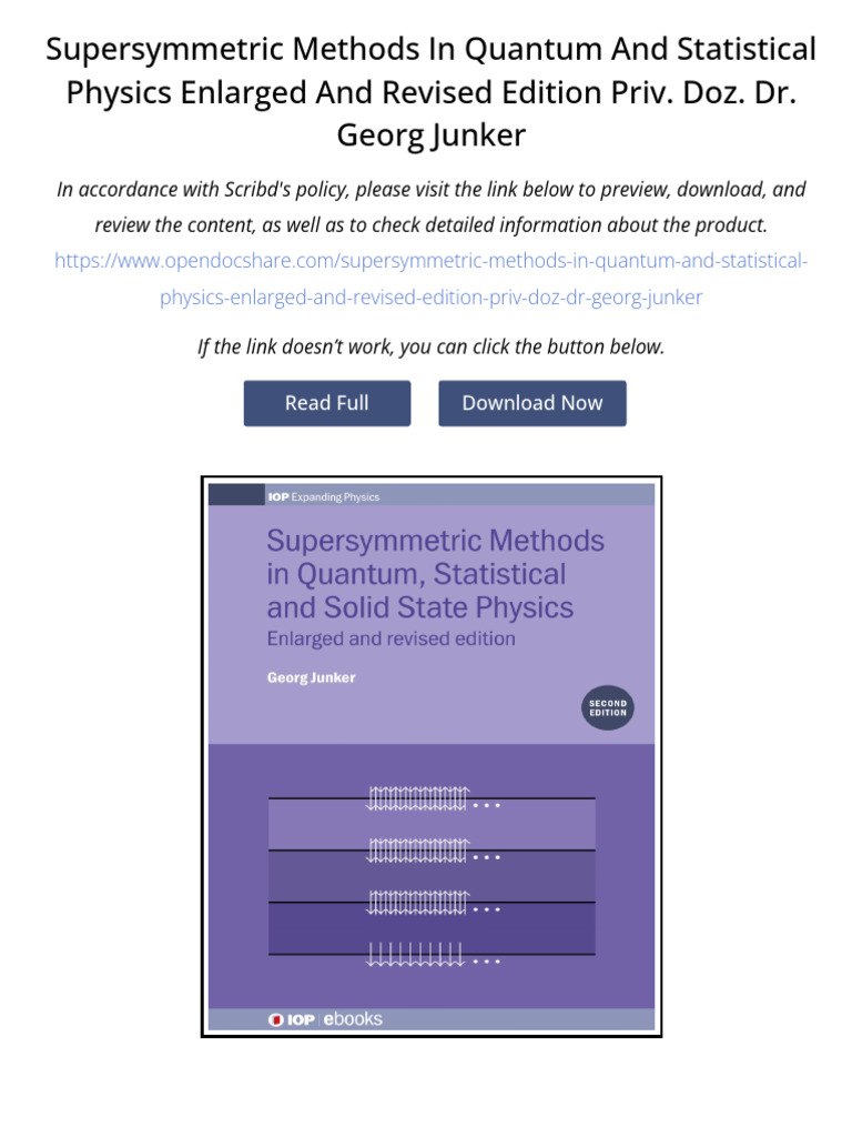 Supersymmetric Methods in Quantum and Statistical Physics Enlarged and ...