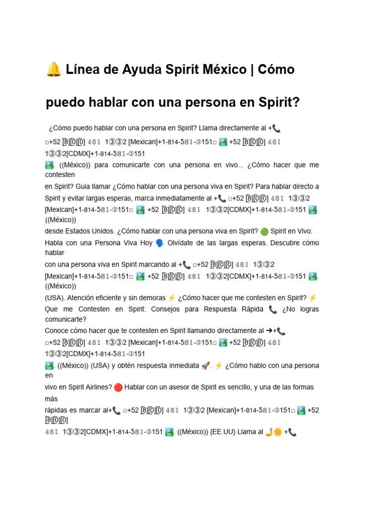Línea de Ayuda Spirit México - Cómo Puedo Hablar Con Una Persona en ...